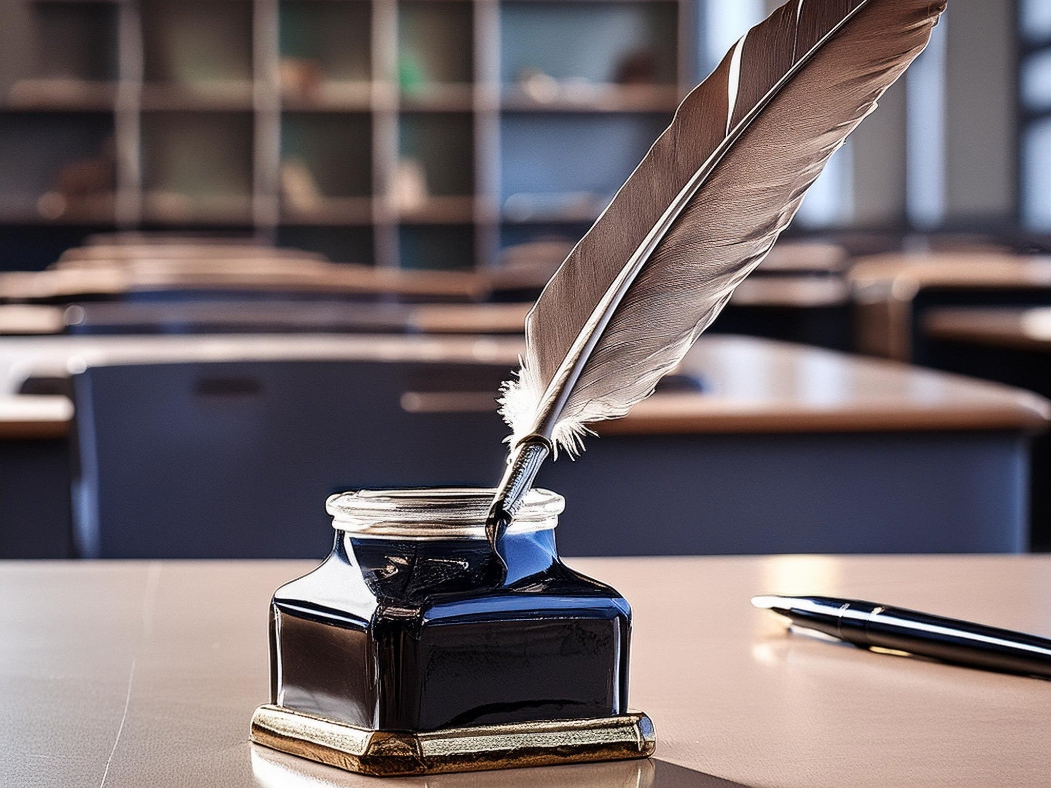 Using a quill pen and inkwell - Authentic Feathers